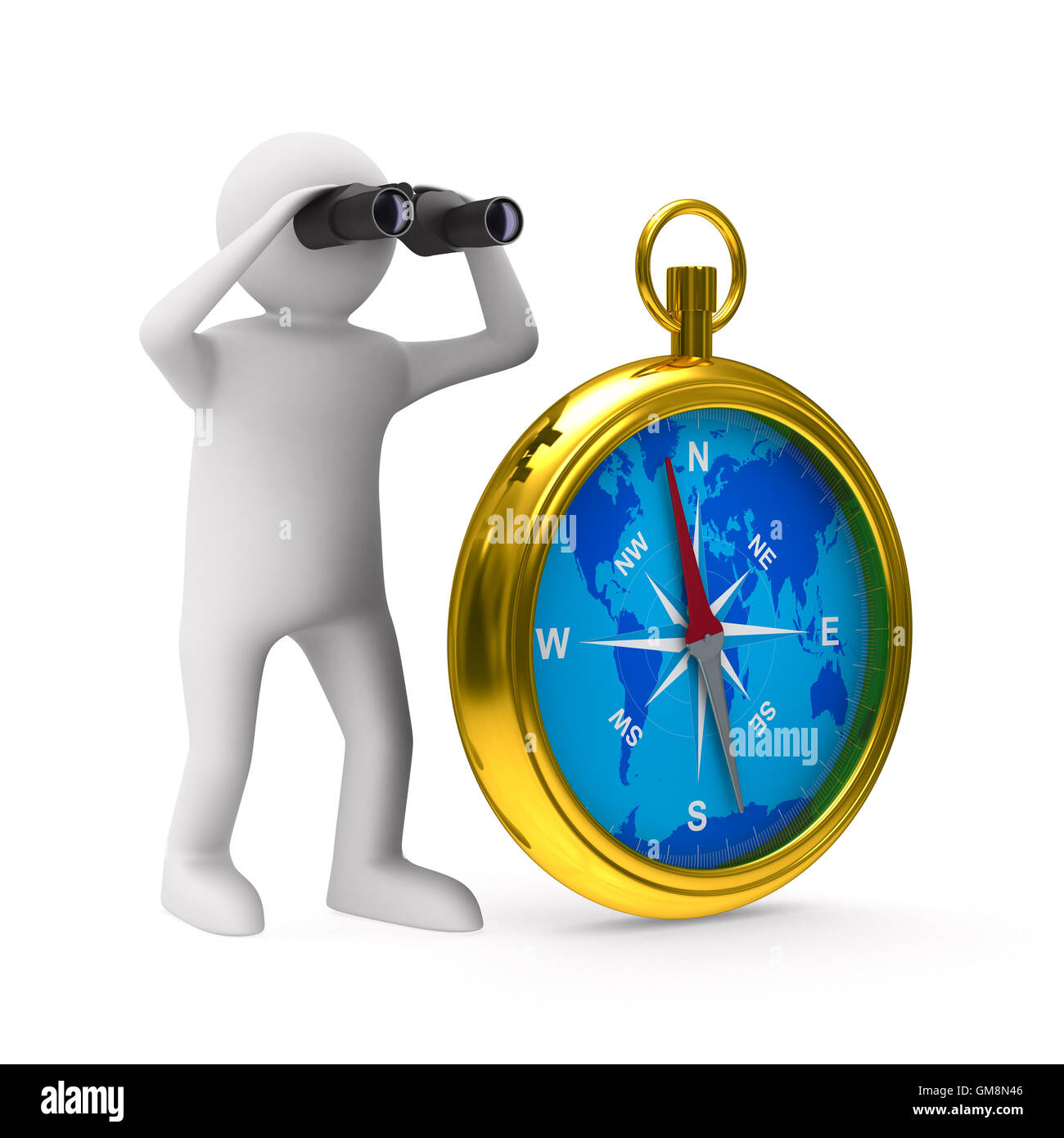 compass on white background. Isolated 3D image Stock Photo - Alamy