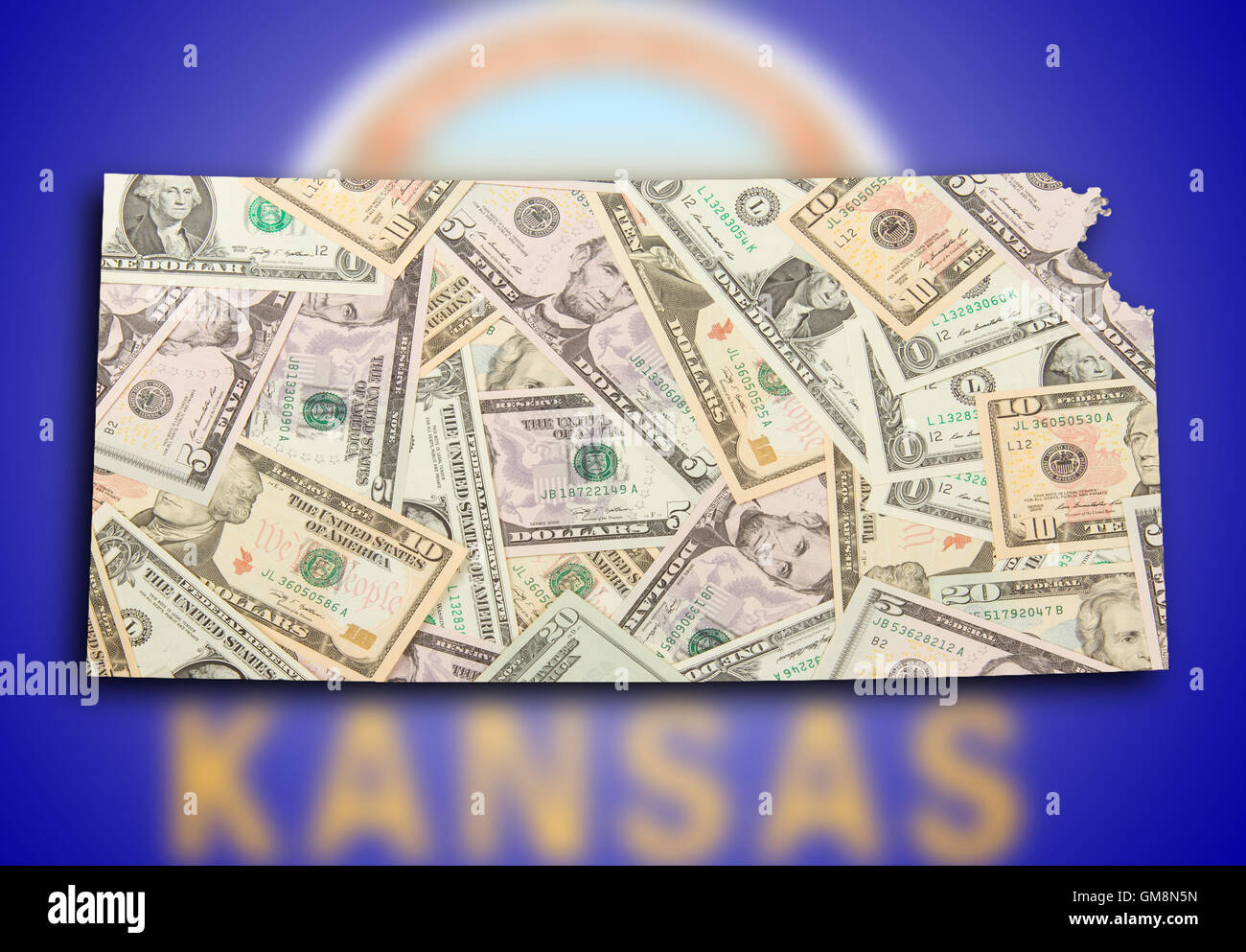 Kansas map relief hi-res stock photography and images - Alamy