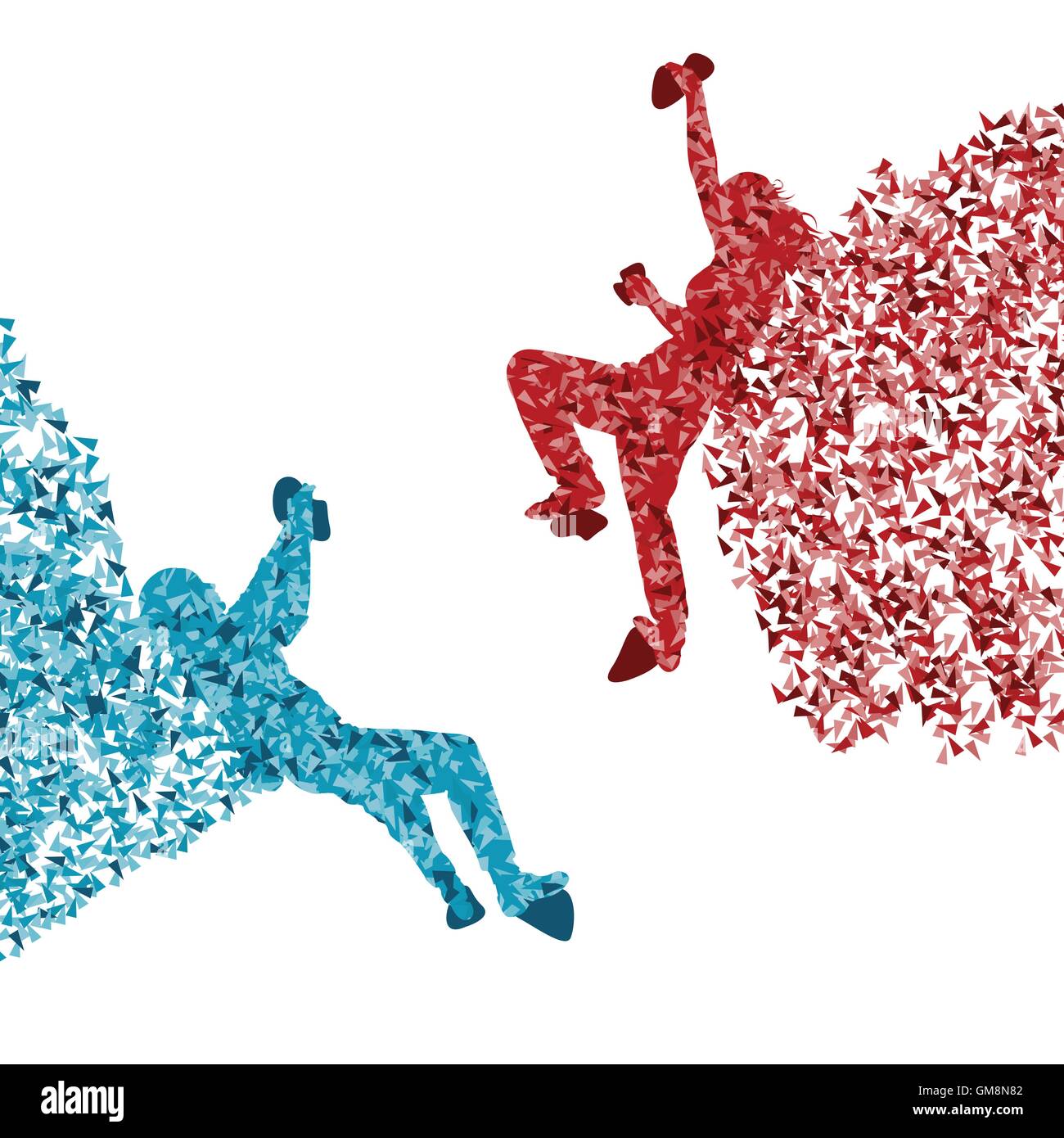 Mountain climbing woman team vector abstract background concept made ...