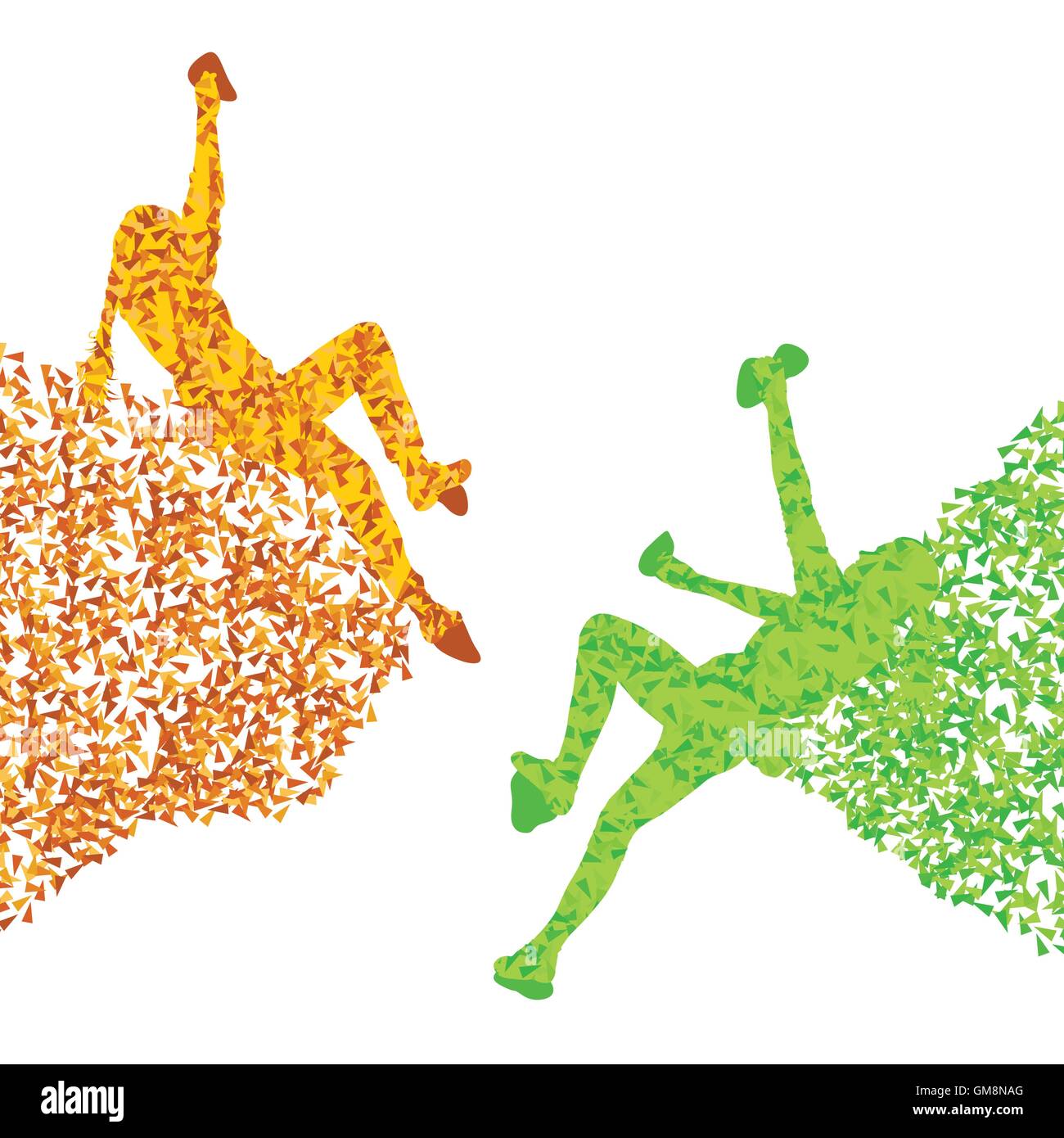 Mountain climbing woman team vector abstract background concept made ...