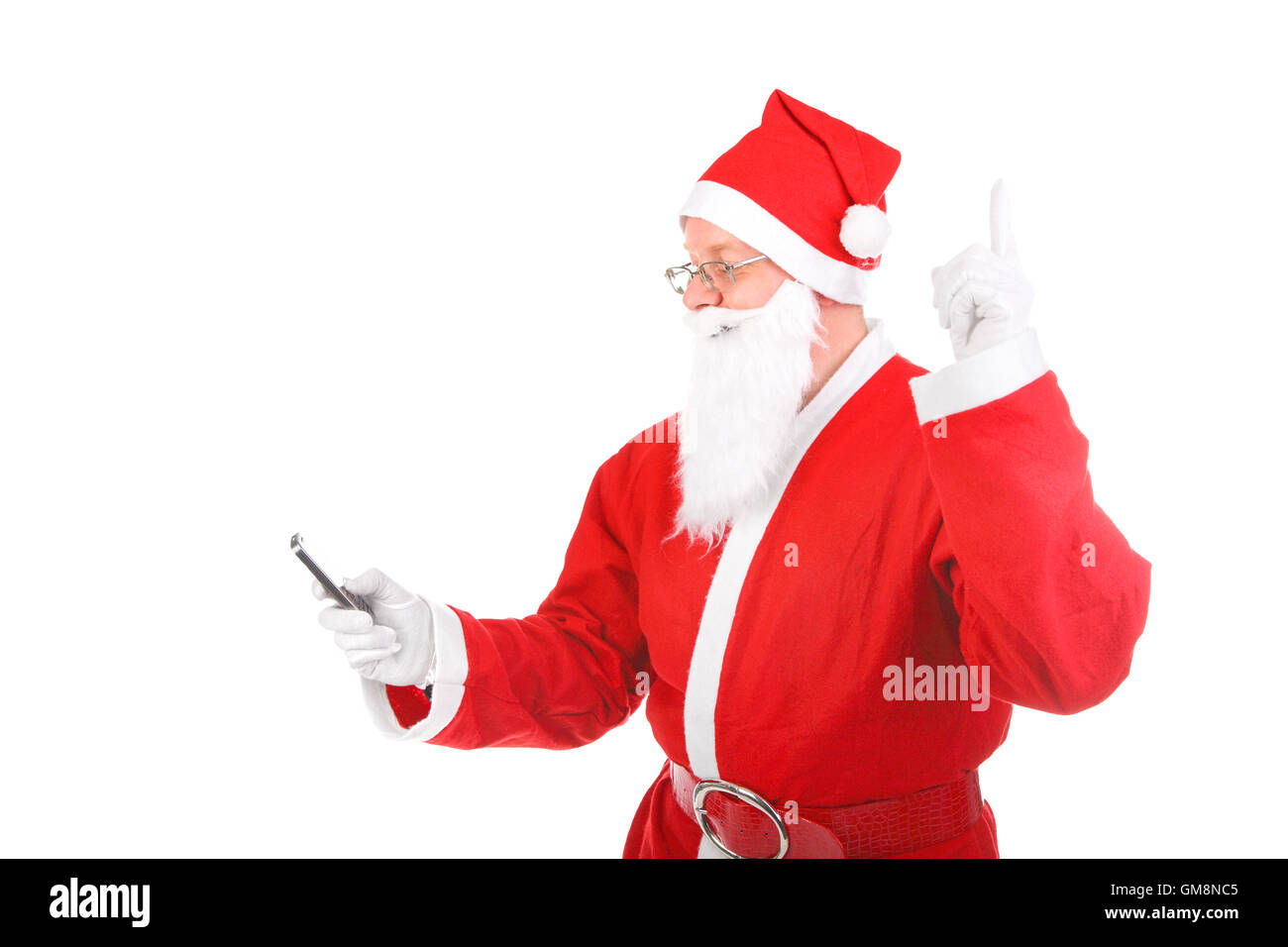santa claus with mobile phone Stock Photo - Alamy