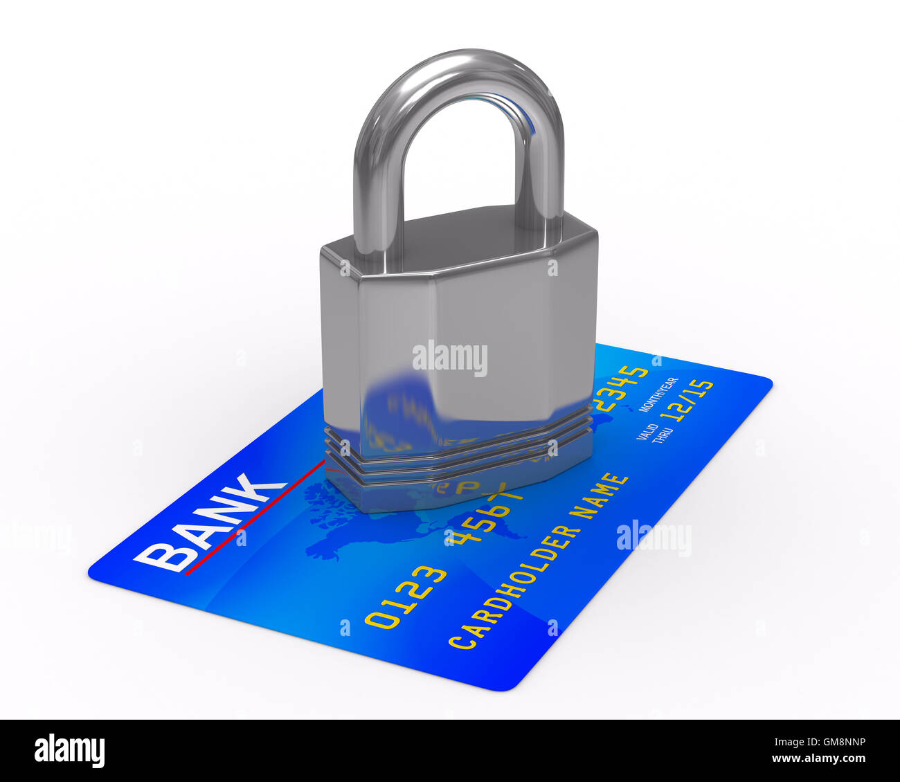 credit card with lock. Isolated 3D image Stock Photo - Alamy