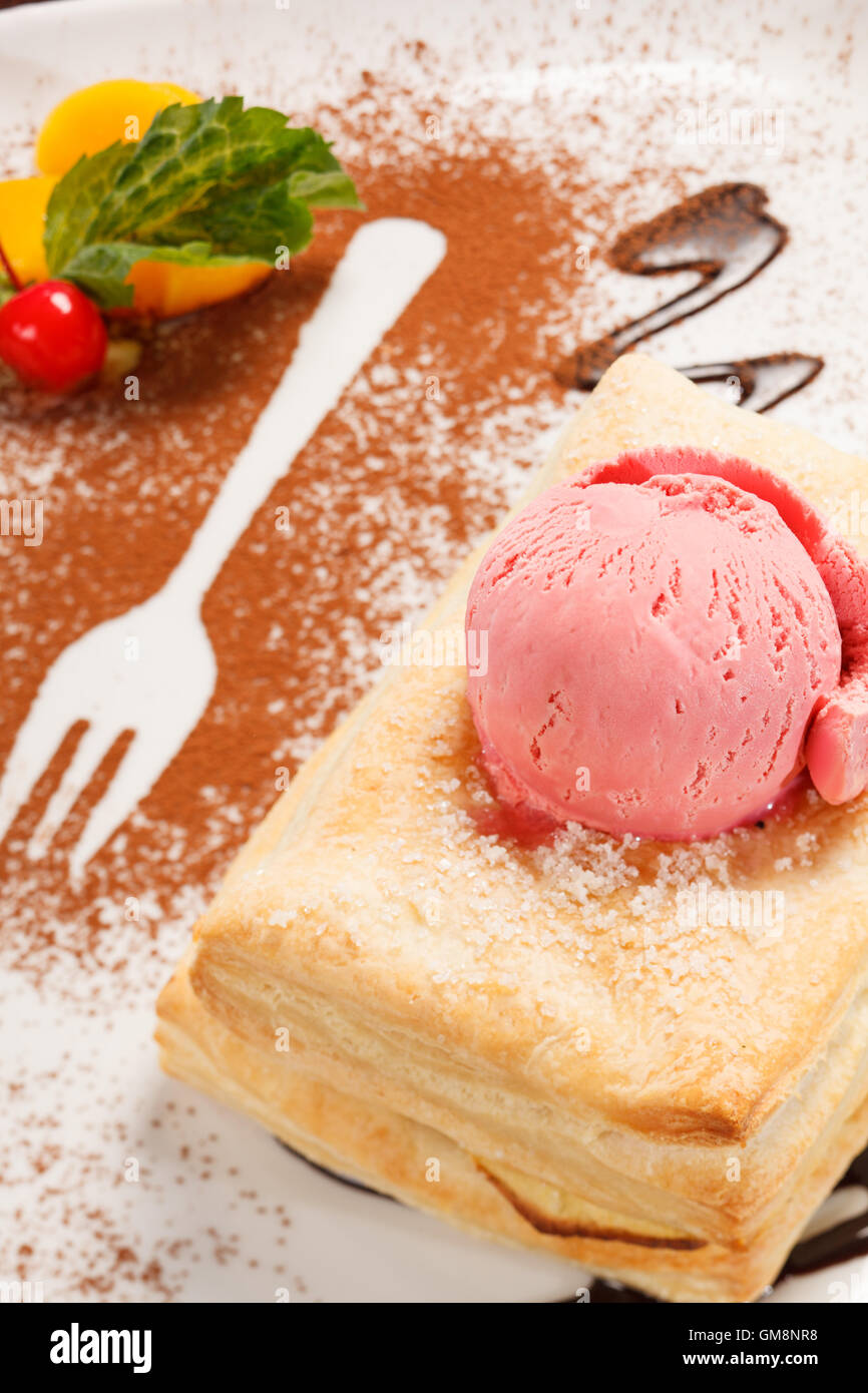 puff pastry with ice cream Stock Photo - Alamy