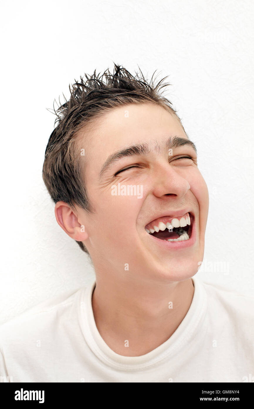 Young Man Laughing Stock Photo - Alamy