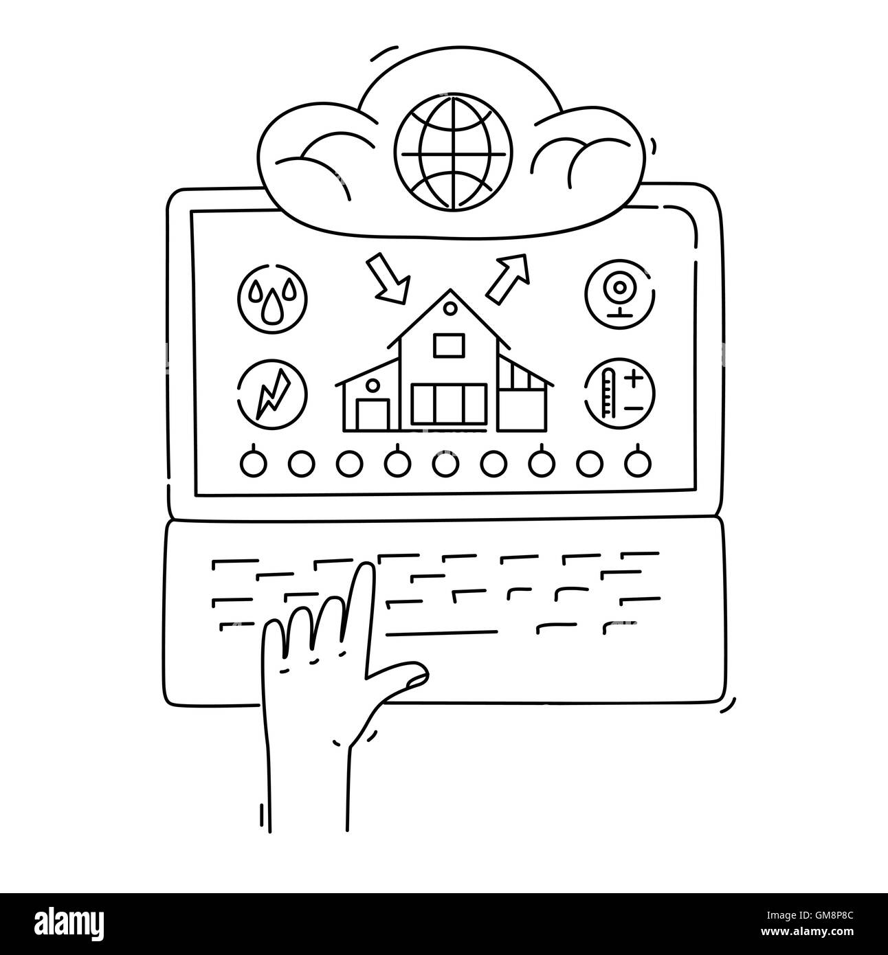 Line style design concept of smart house, network infrastructure ...