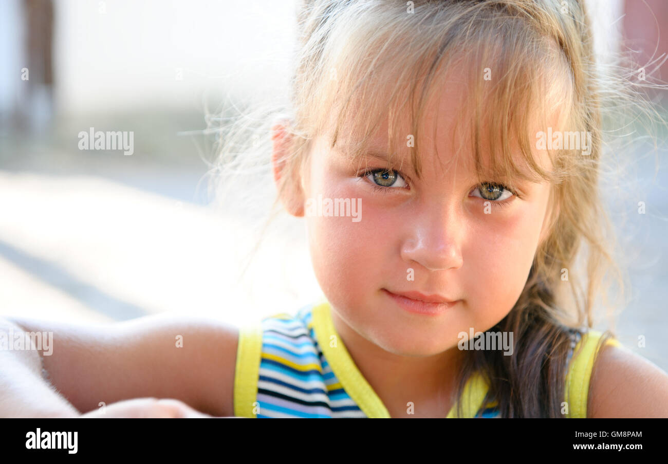 Portrait of the little girl close up Stock Photo - Alamy