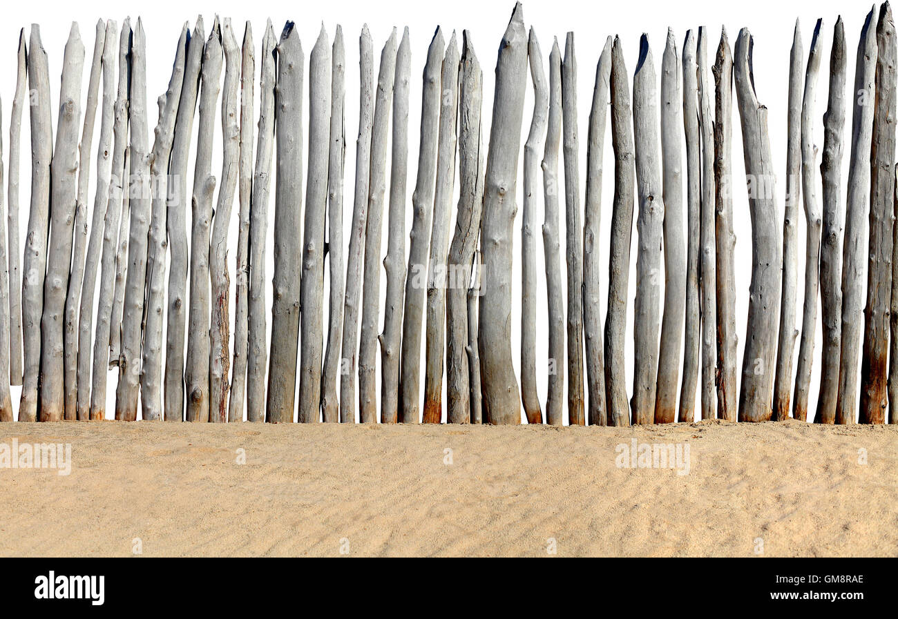 fence on sand isolated Stock Photo - Alamy