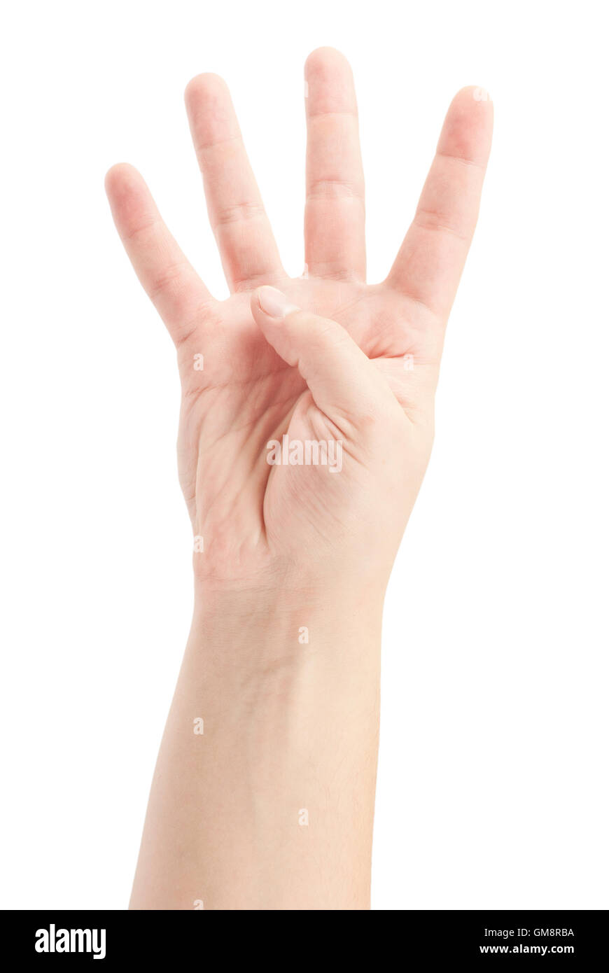 Hand Gesture - Number Four Stock Photo - Alamy