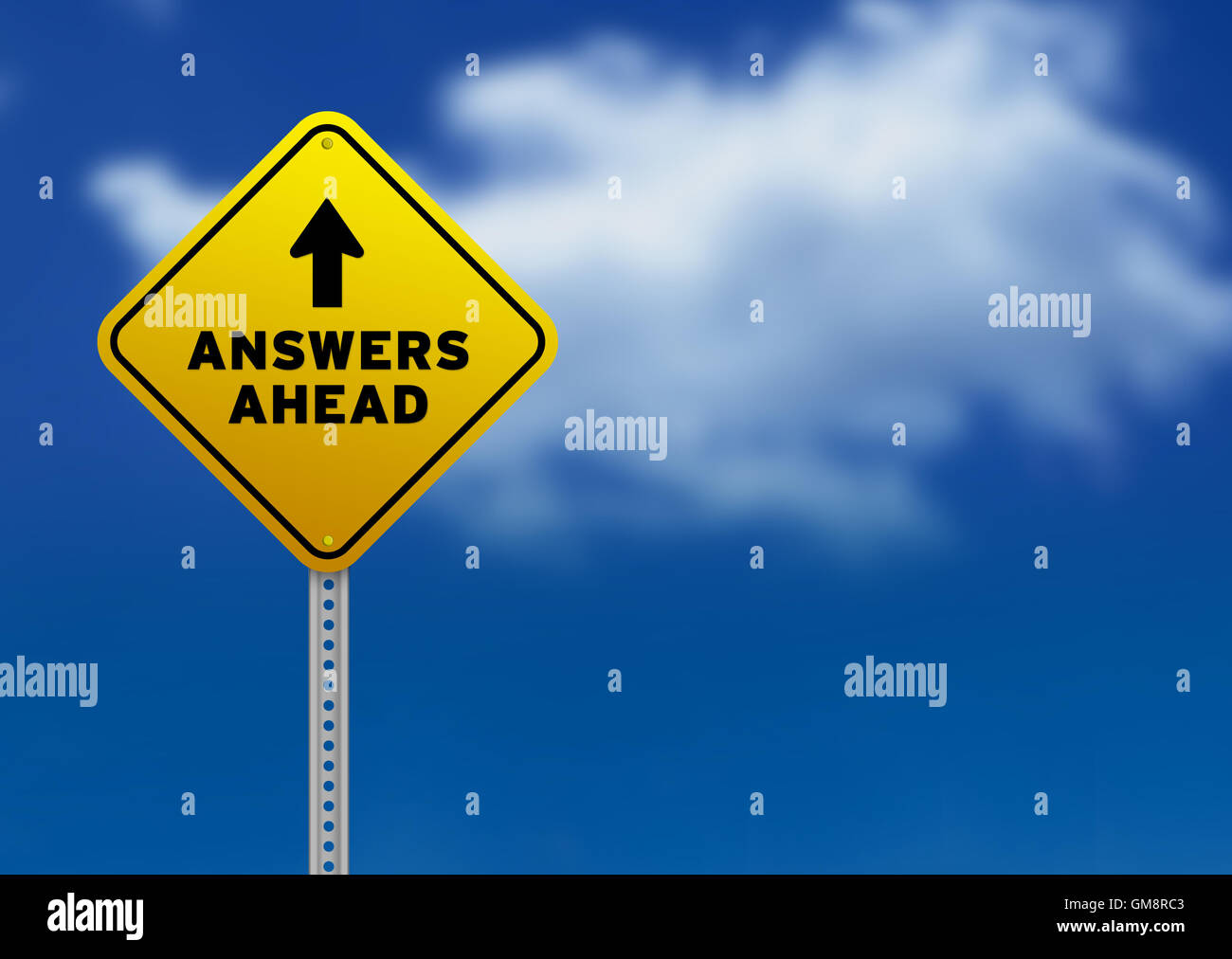 Answers Ahead Road Sign Stock Photo - Alamy