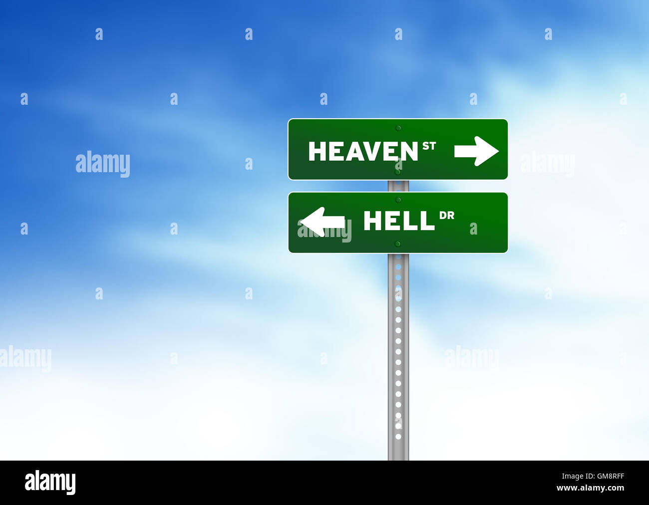 Heaven and Hell Road Sign Stock Photo - Alamy