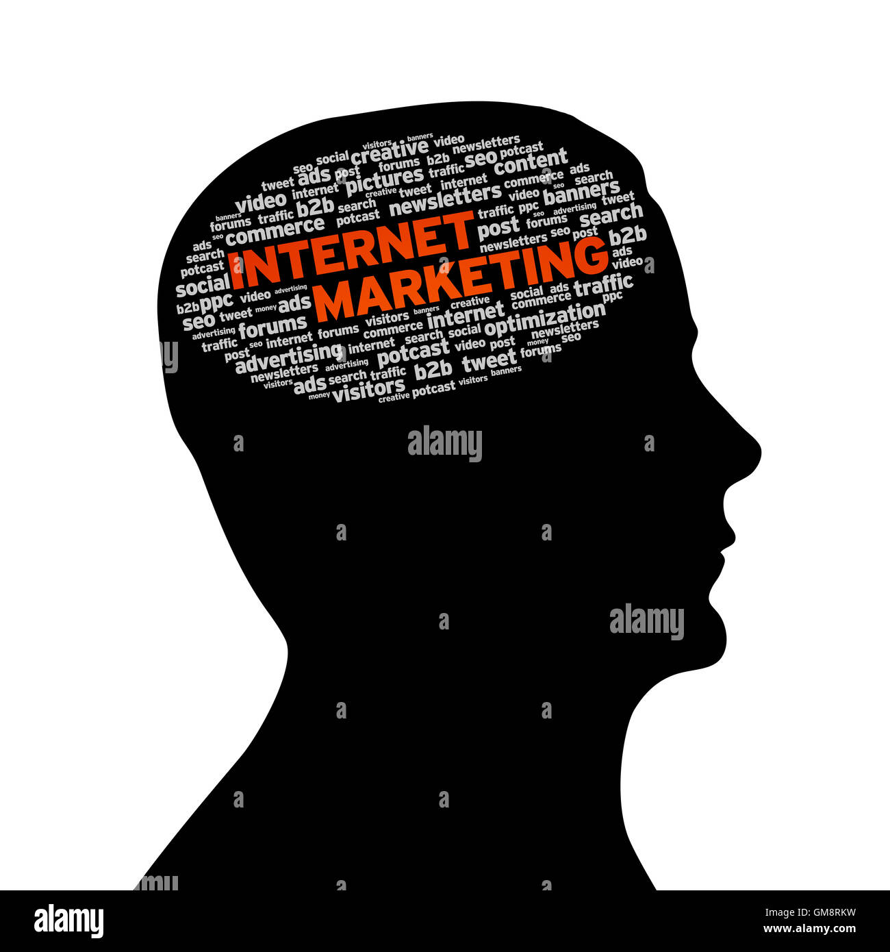 Silhouette head - Internet Marketing Stock Photo - Alamy