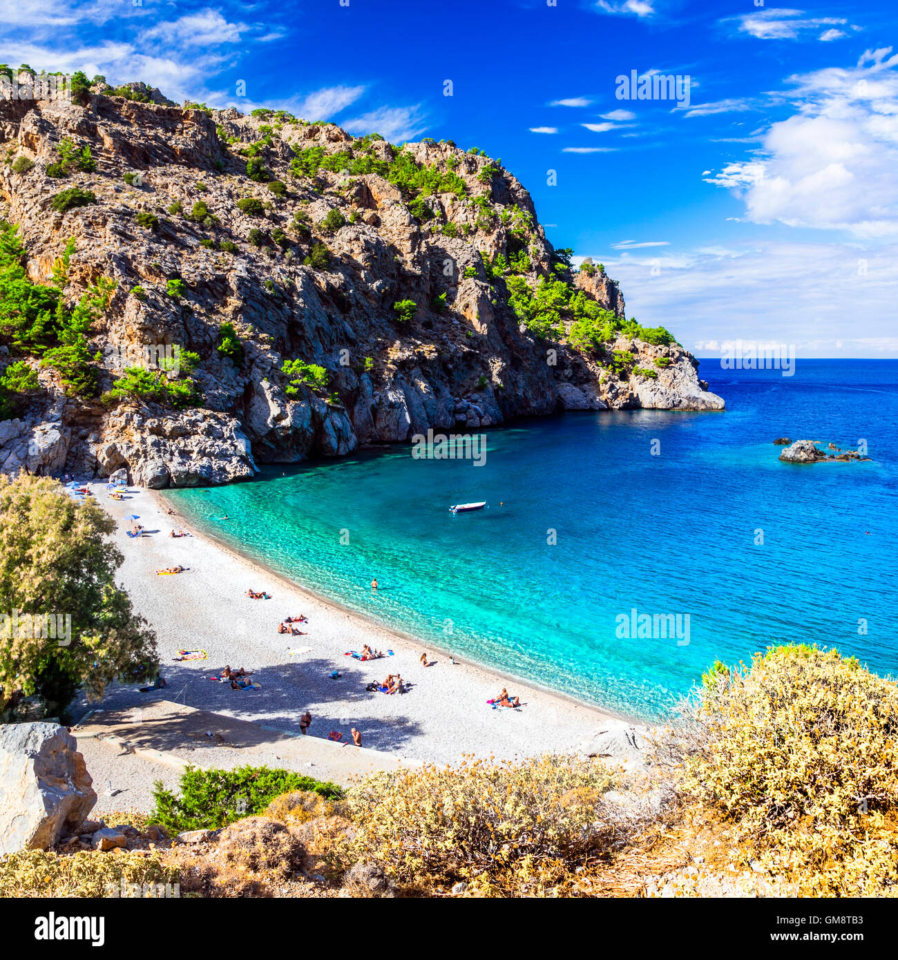 beautiful beaches of Greece - Achata in Karpathos island Stock Photo ...