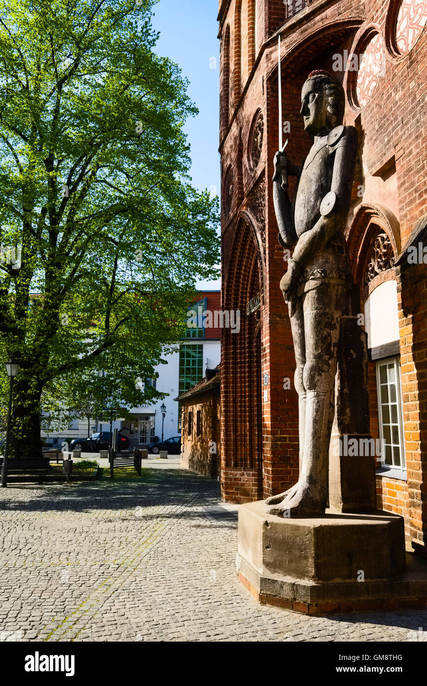Roland statue in front of the Old Town Hall, Brandenburg City, Germany ...