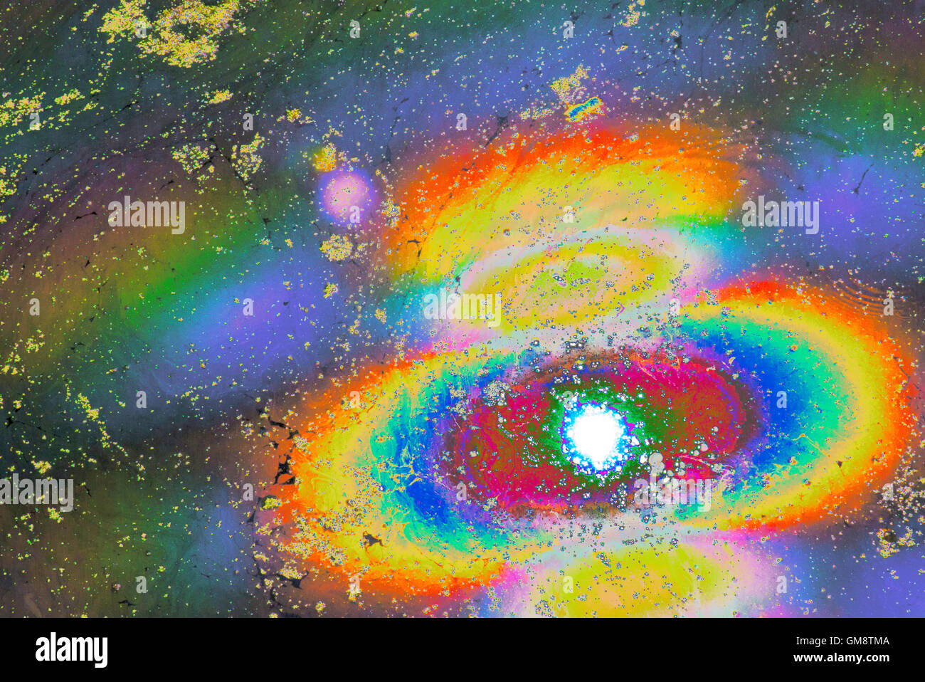 Oil slick on water colorful patterns Stock Photo - Alamy