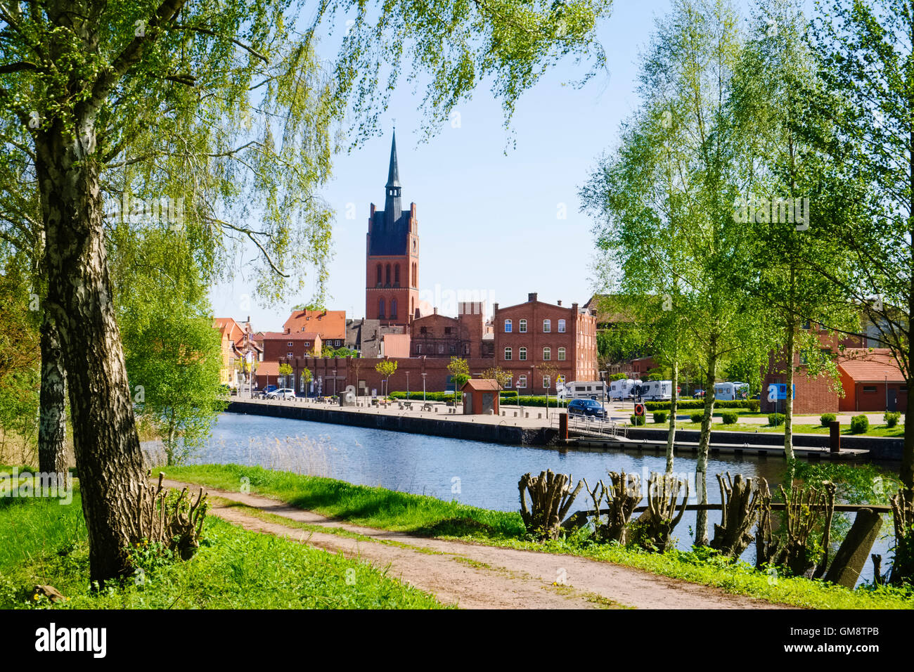Port at Elde River, Grabow, Mecklenburg Western Pomerania, Germany ...