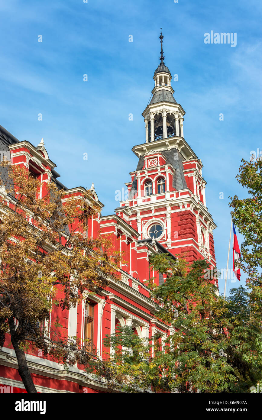 Historic red fire station in Santiago, Chile Stock Photo - Alamy