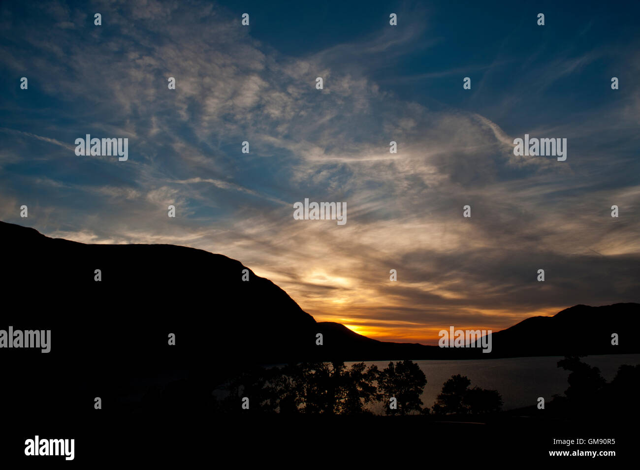 sunset over crummock water, cumbria, Lake district, england Stock Photo ...