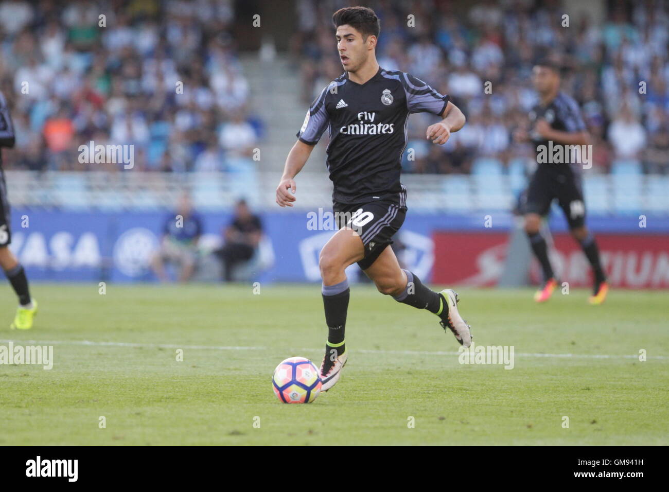 San Sebastian, Spain. August 21, 2016. Marco Asensio in action during ...