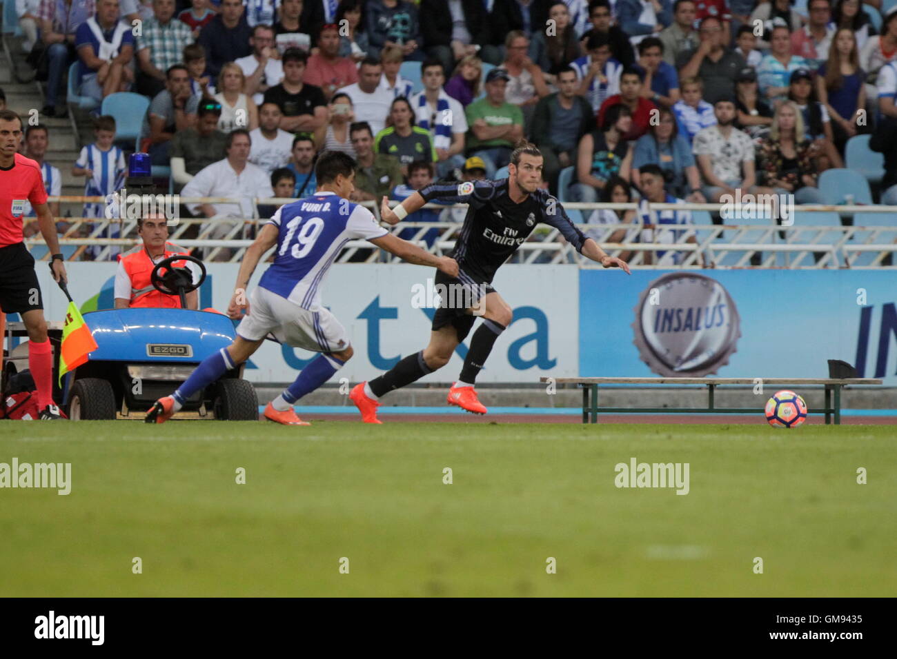San Sebastian, Spain. August 21, 2016. Gareth Bale in action during the ...