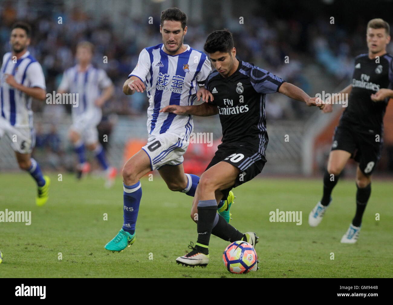 San Sebastian, Spain. August 21, 2016. Marco Asensio in action during ...