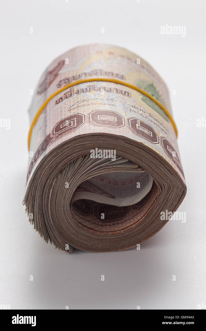 1000 Thai banknote white background still life close up macro money ...