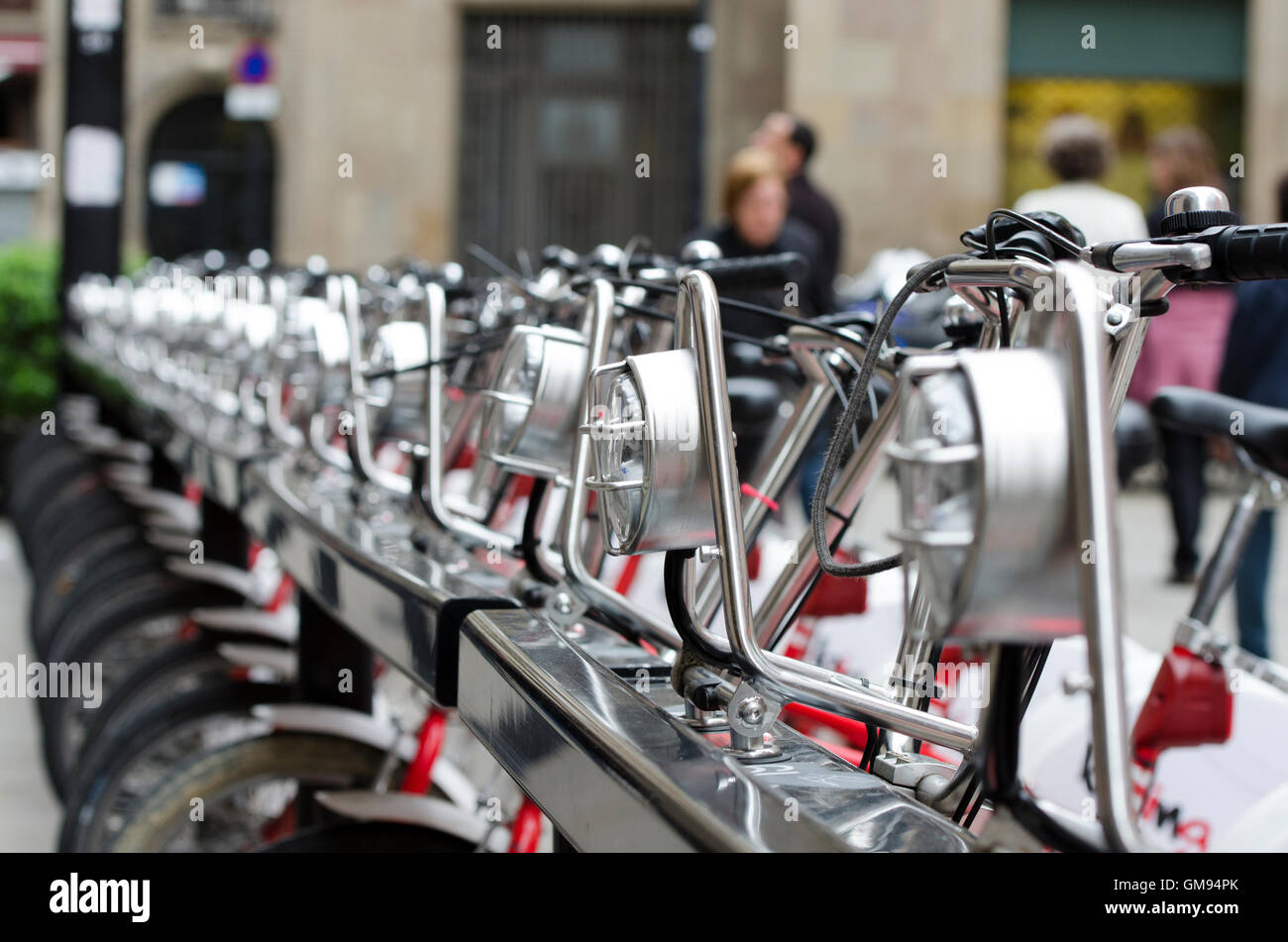 Bicycle borrowing station in Barcelona, Spain Stock Photo - Alamy