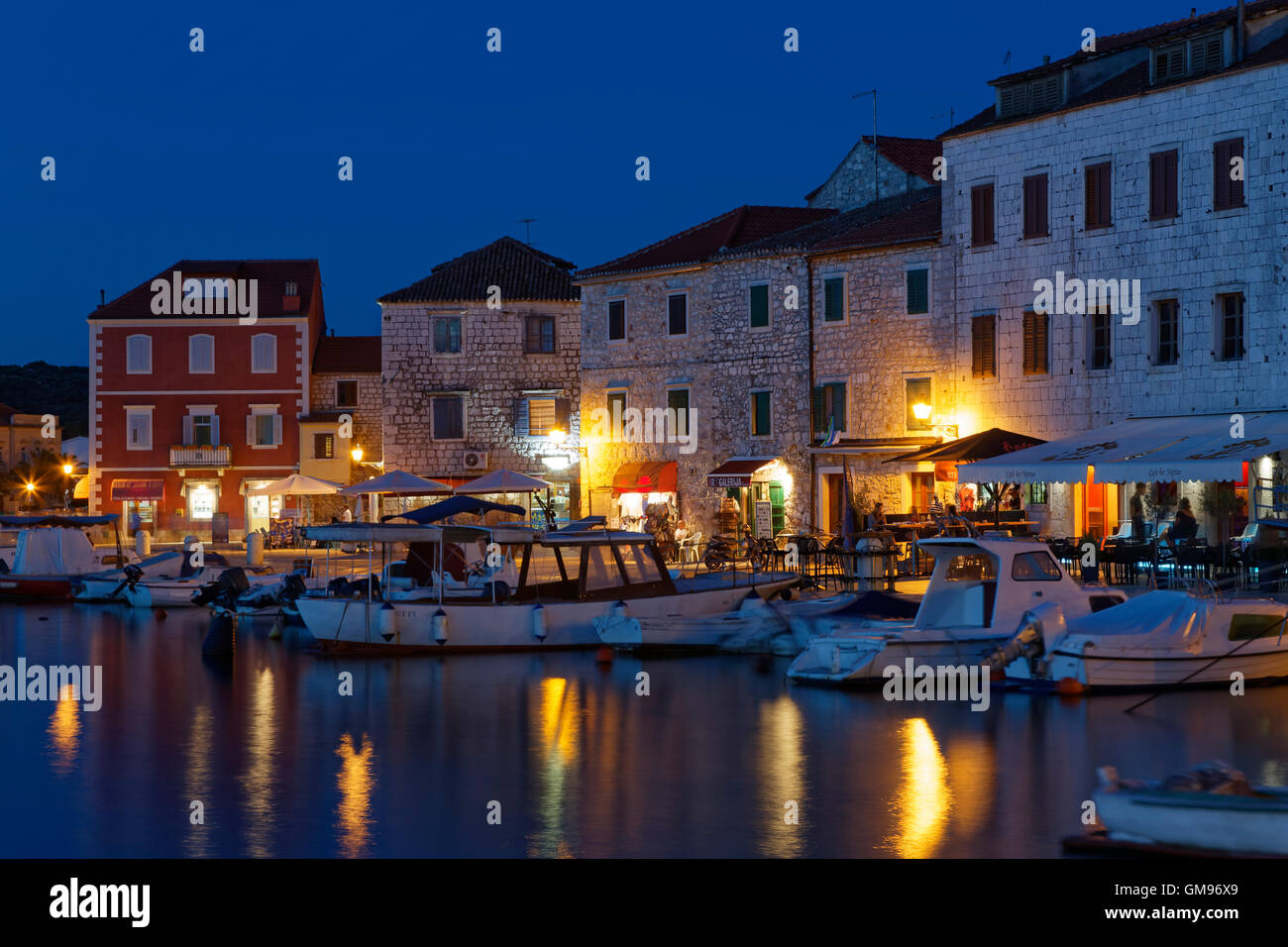 Croatia, Hvar Island, Stari Grad, harbour in the evening Stock Photo ...
