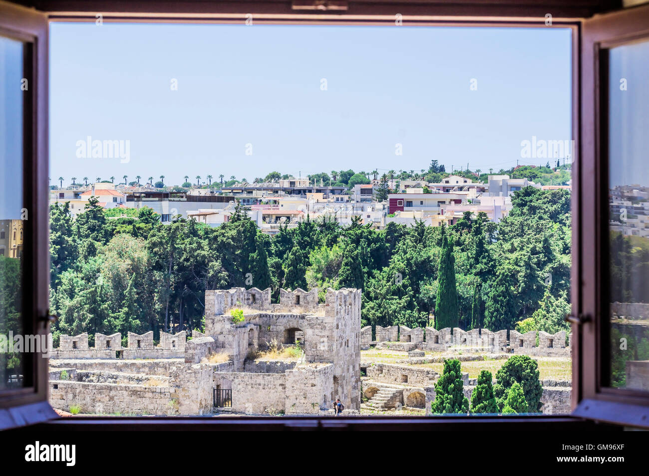 Greece, Rhodes, Palace of the Grand Master through open window Stock ...