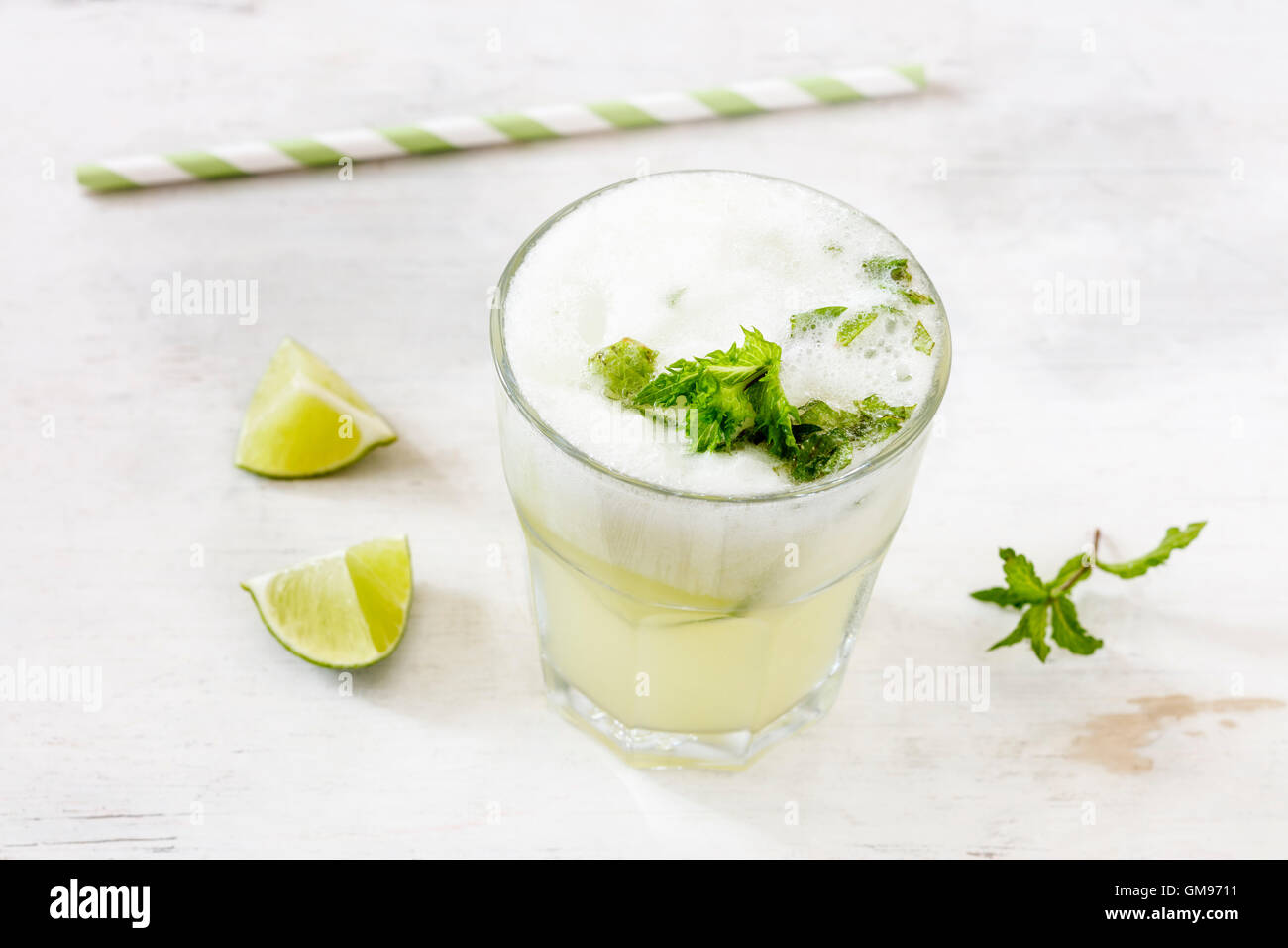 Homemade melon lemonade with ment and lime Stock Photo - Alamy