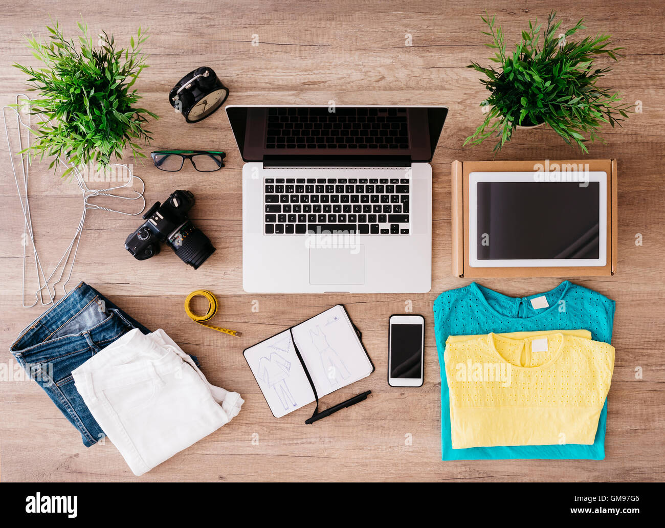 Different items on desk Stock Photo - Alamy
