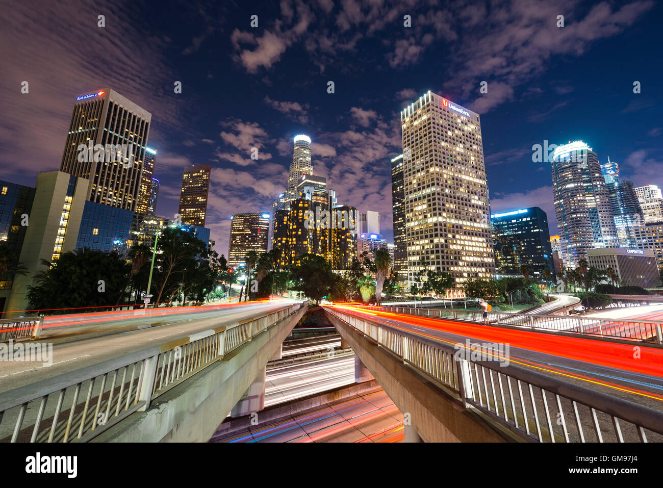 USA, California, Los Angeles, downtown at night Stock Photo - Alamy