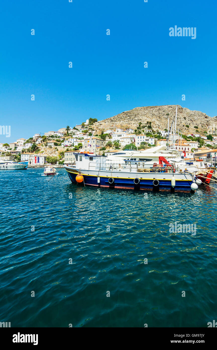 Greece, Hydra, port entrance Stock Photo - Alamy