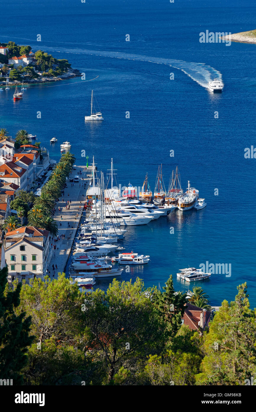 Croatia, Hvar Island, Hvar and harbour Stock Photo - Alamy