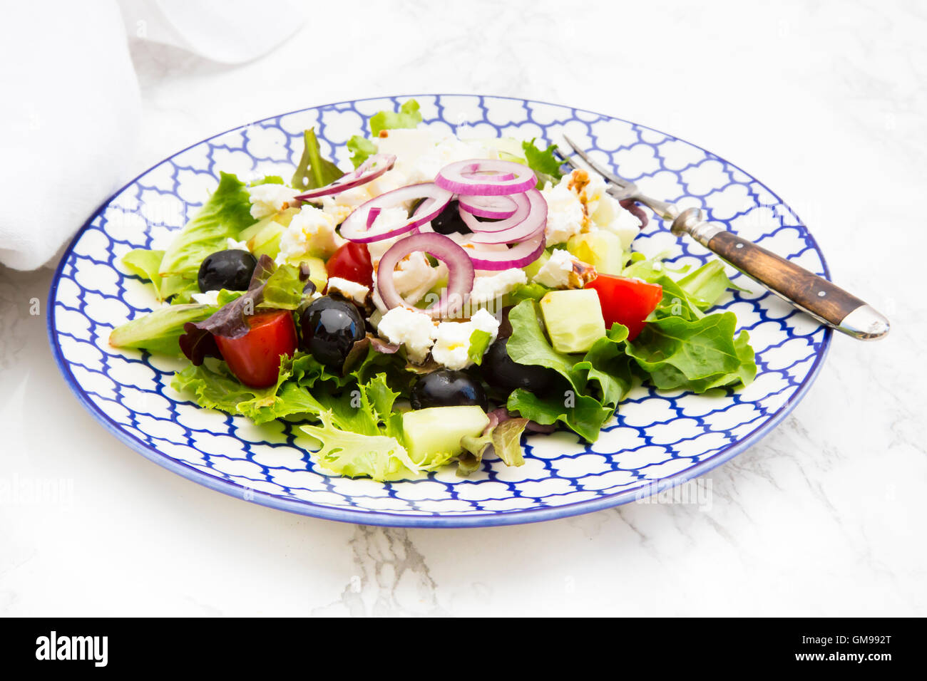 Greek salad on plate Stock Photo - Alamy
