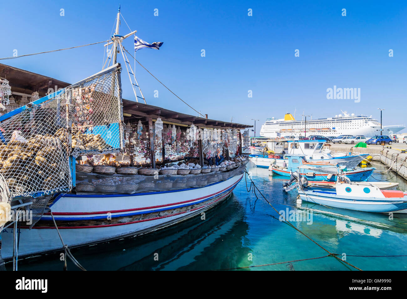 Greece, Rhodes, Harbour and boats Stock Photo - Alamy