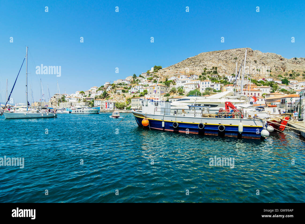 Greece, Hydra, port entrance Stock Photo - Alamy