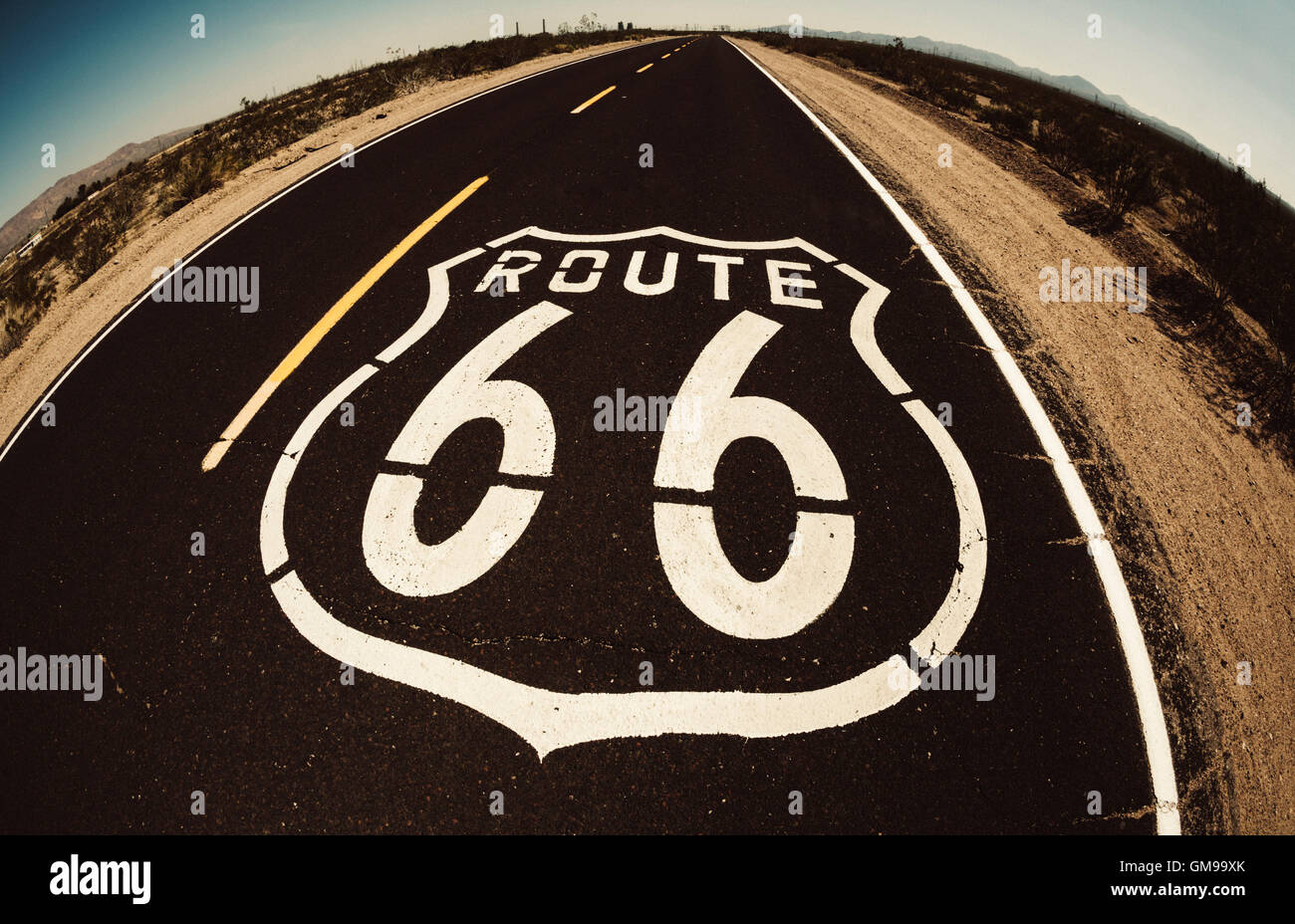 USA, California, Mojave Desert, view of empty route 66 Stock Photo - Alamy