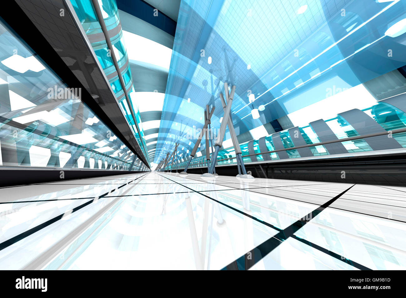 3D rendered illustration, architecture visualization of a futuristic ...