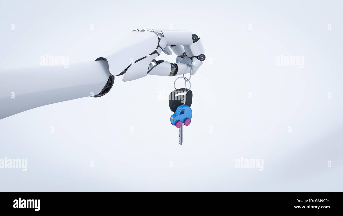 Robot hand giving car key, electric car Stock Photo - Alamy