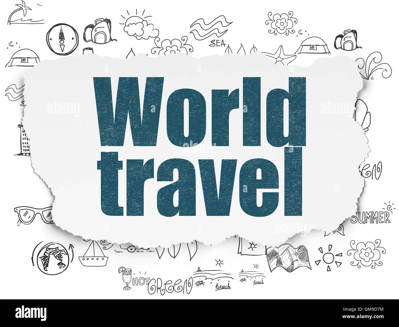 Vacation concept: World Travel on Torn Paper background Stock Photo - Alamy