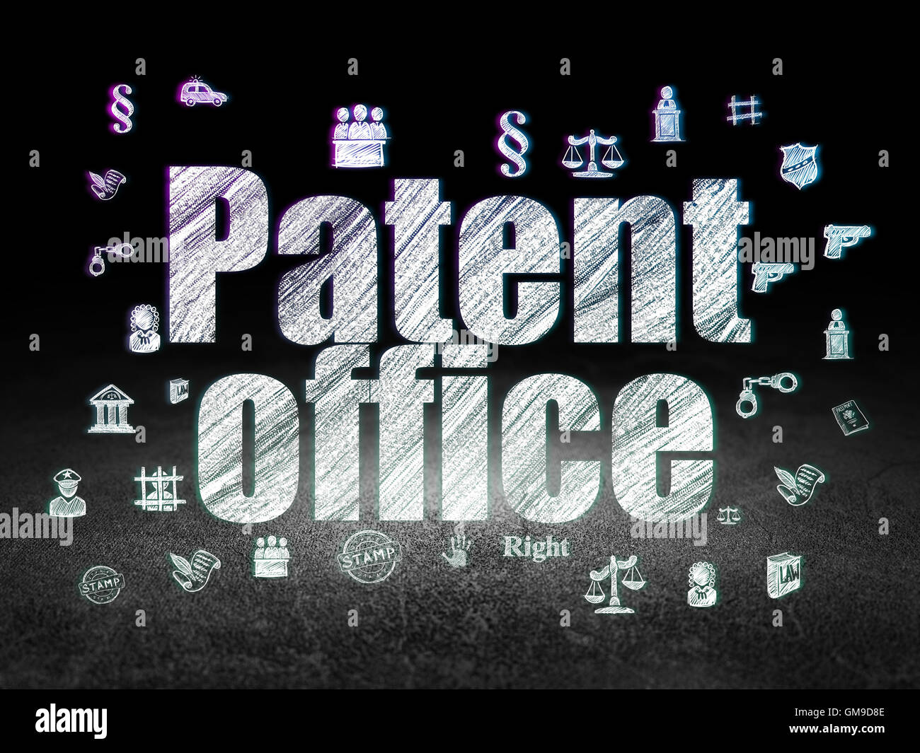 Law concept: Patent Office in grunge dark room Stock Photo - Alamy