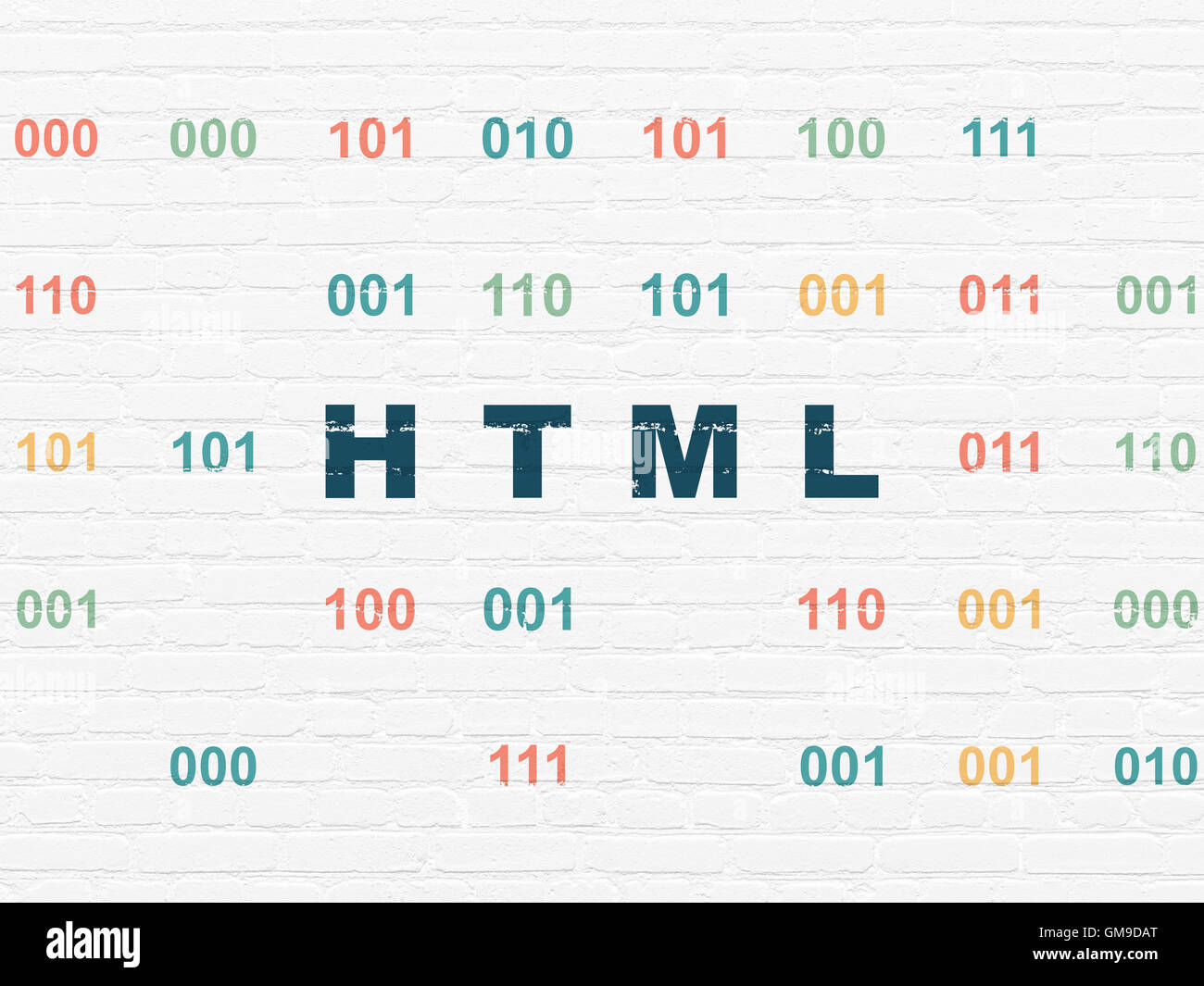 Software concept: Html on wall background Stock Photo - Alamy