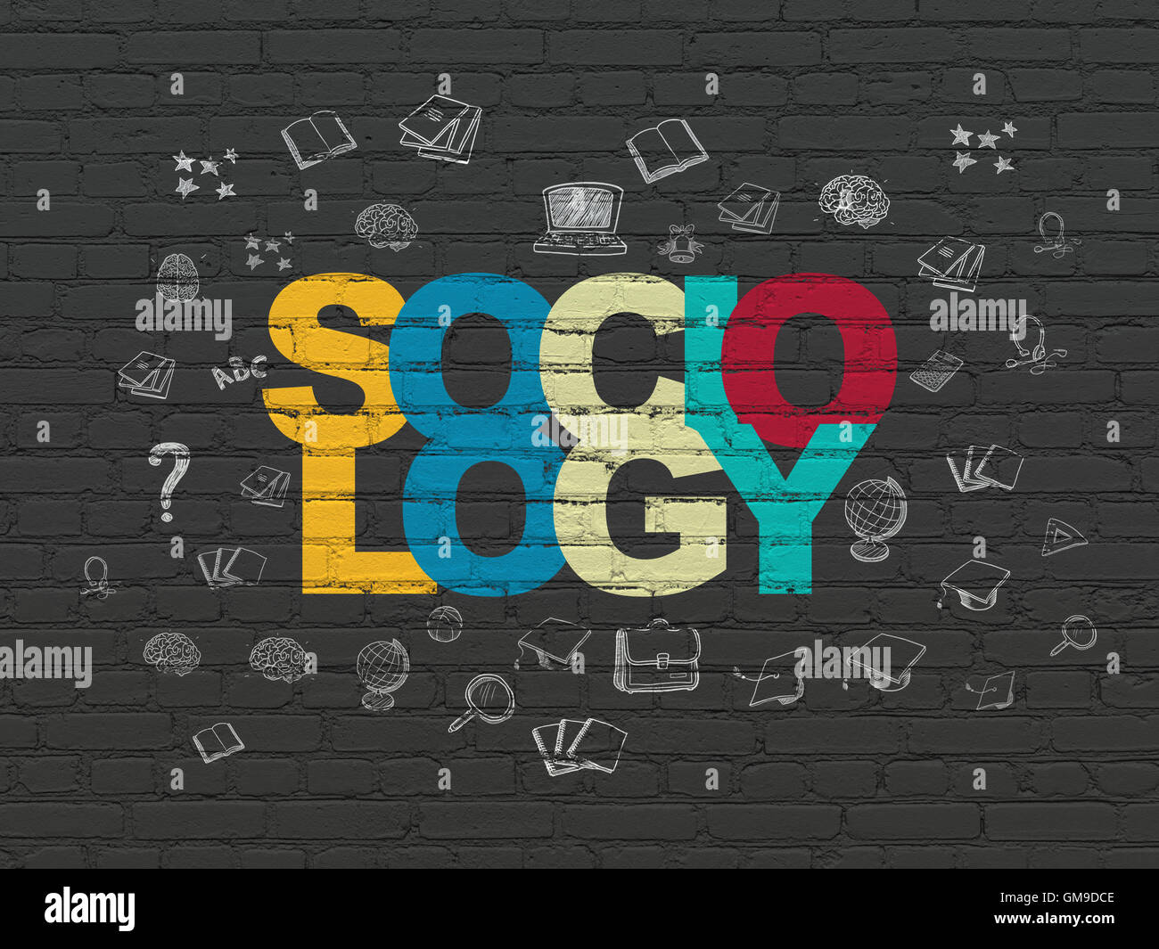 Studying concept: Sociology on wall background Stock Photo - Alamy