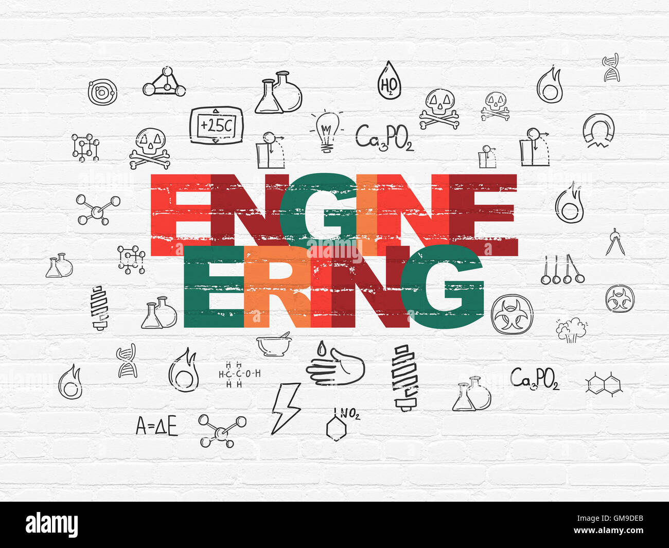 Science concept: Engineering on wall background Stock Photo - Alamy