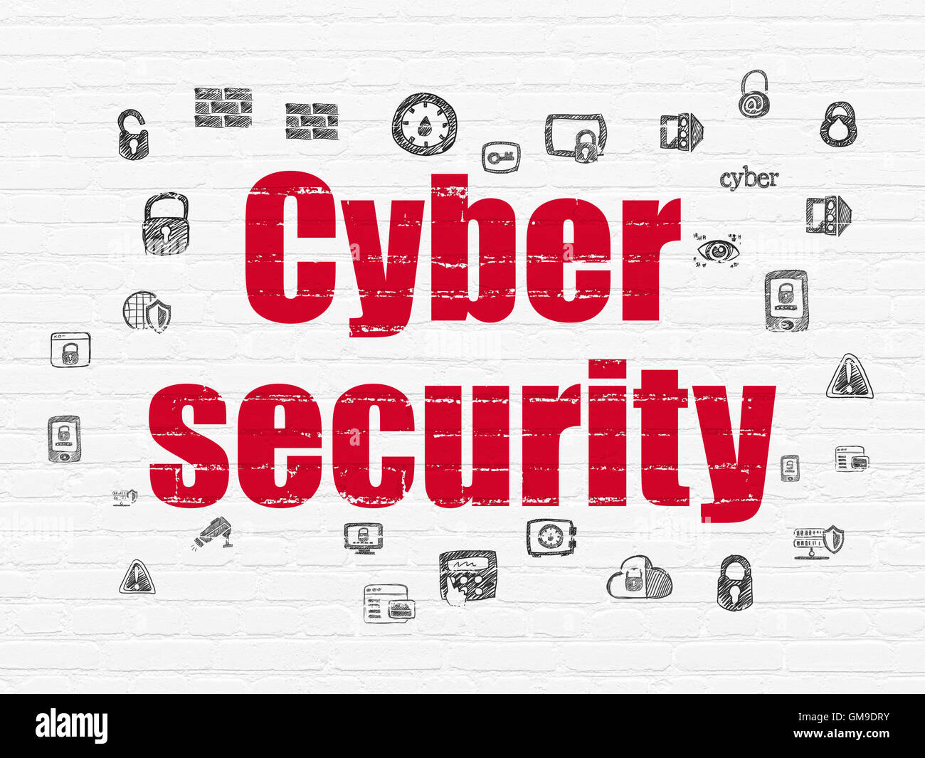 Protection concept: Cyber Security on wall background Stock Photo - Alamy