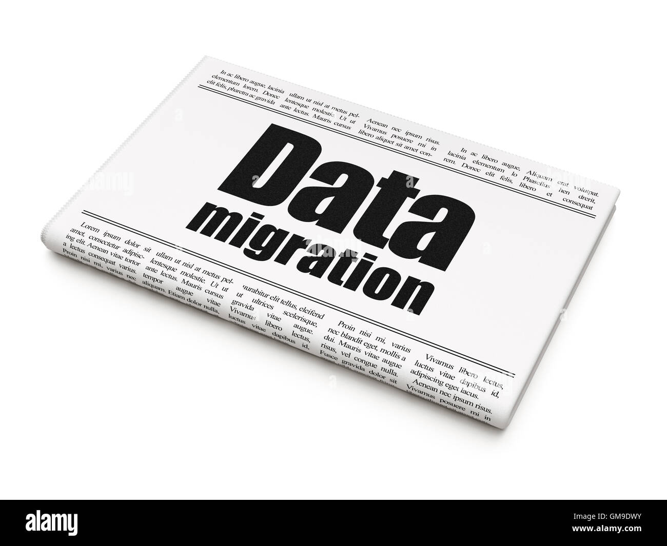 Data concept: newspaper headline Data Migration Stock Photo - Alamy