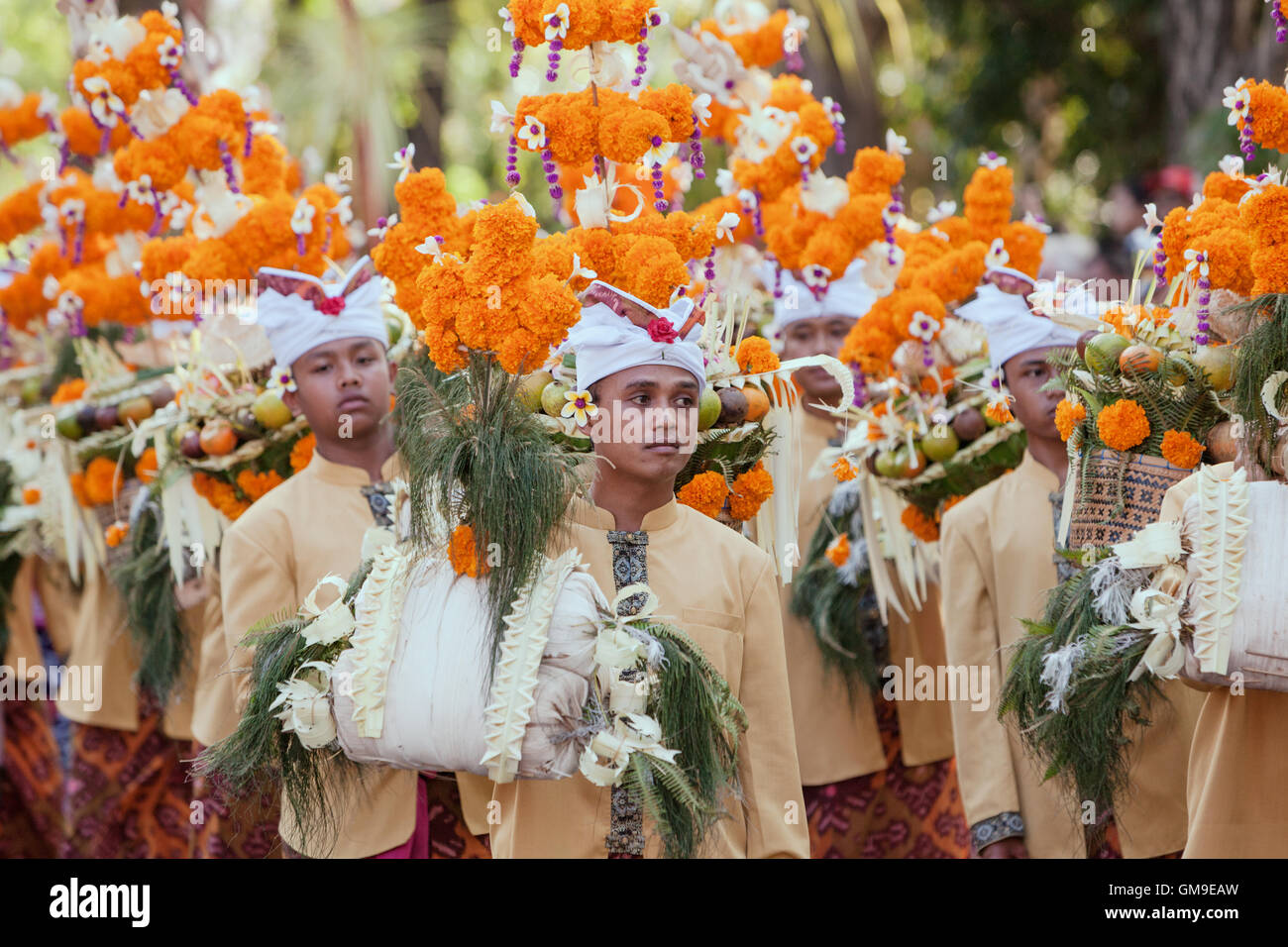 Denpasar, Bali Island, Indonesia - June 13, 2015: Group of men in ...
