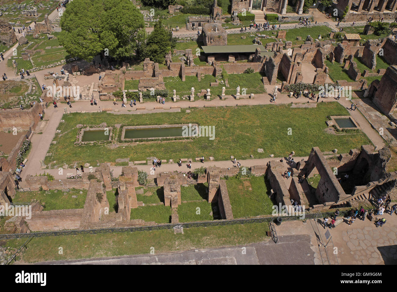 Birdseye view of what used to be a garden area, Forum area, Rome, Italy ...
