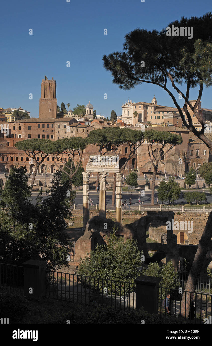 Torre delle Milizie (Milizie Tower) rising above the Trajan Forum area ...