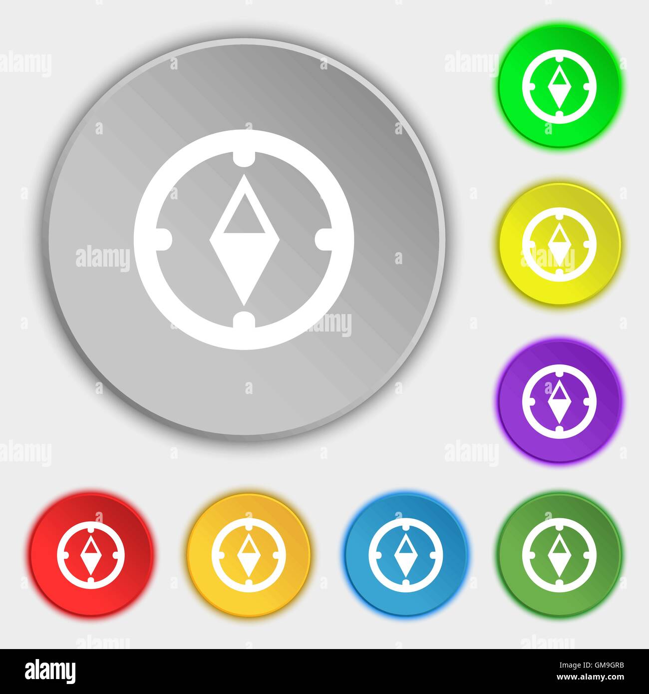 Compass sign icon. Windrose navigation symbol. Symbols on eight flat buttons. Vector Stock ...